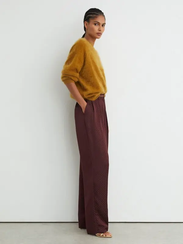 REISS Tilly Jacquard Wide-leg Pleated Trousers