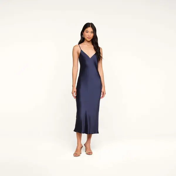 L'Agence Seridie Silk Slip Dress - Midnight