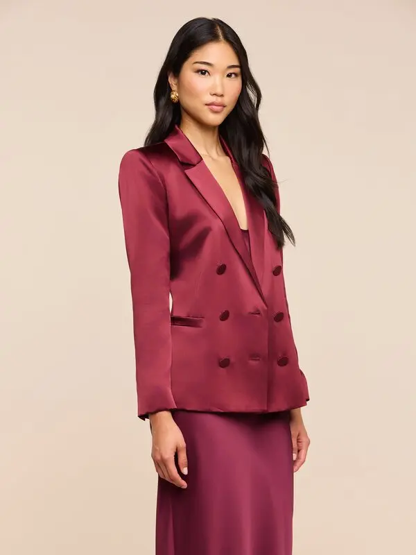 L'Agence Sena Silk Blazer - Merlot Red