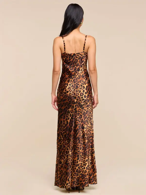 L'Agence Sayla Silk Gown - Tan Multi Javan Leopard