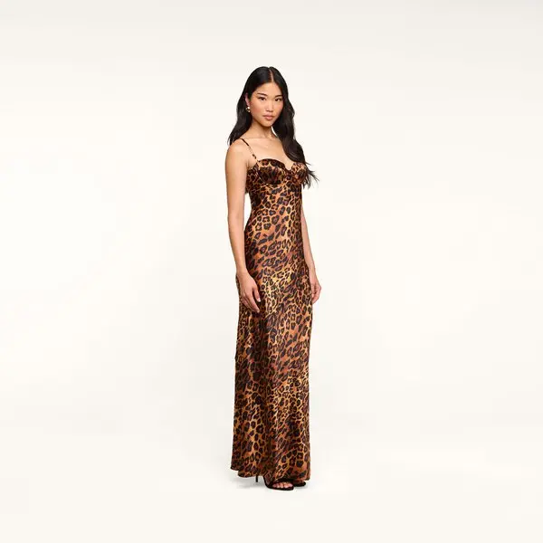L'Agence Sayla Silk Gown - Tan Multi Javan Leopard