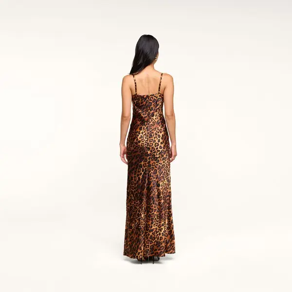 L'Agence Sayla Silk Gown - Tan Multi Javan Leopard