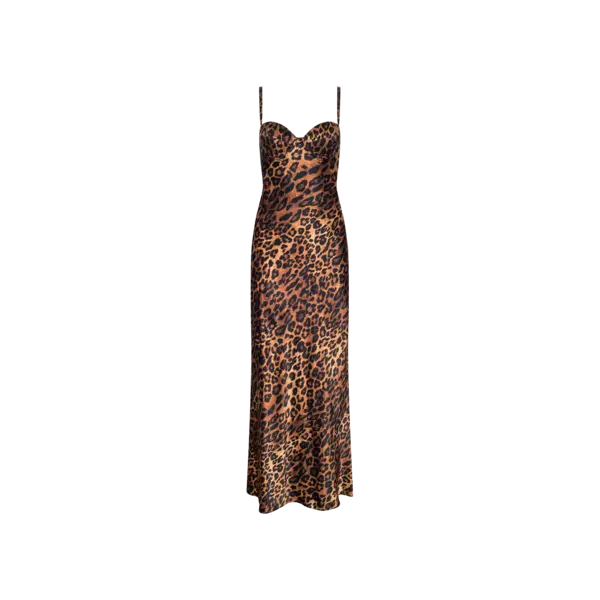 L'Agence Sayla Silk Gown - Tan Multi Javan Leopard