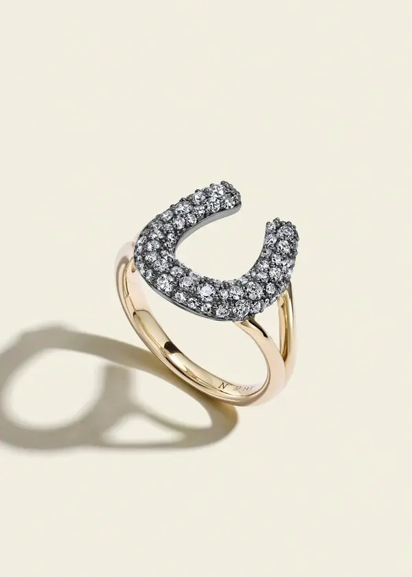 LUCY DELIUS Antique Finish Diamond Horseshoe Ring
