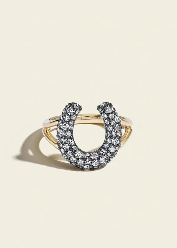 LUCY DELIUS Antique Finish Diamond Horseshoe Ring