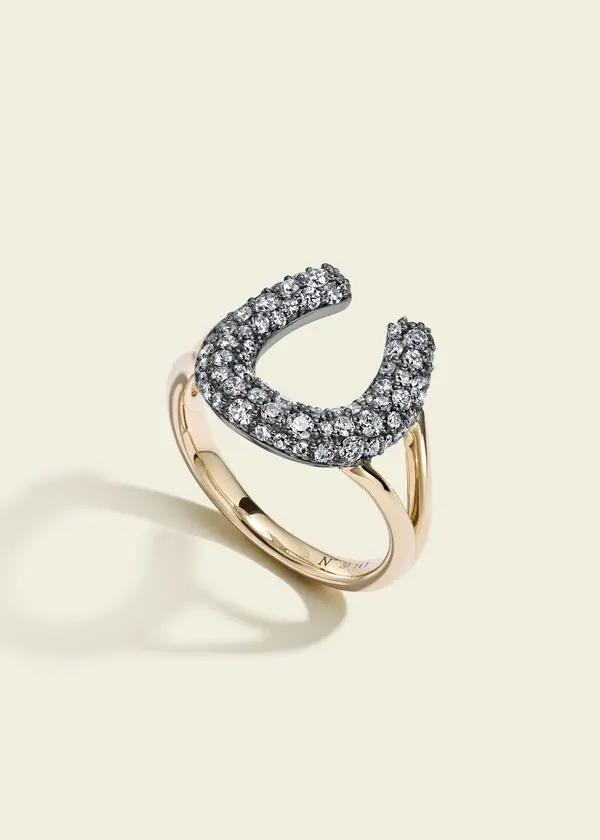 LUCY DELIUS Antique Finish Diamond Horseshoe Ring