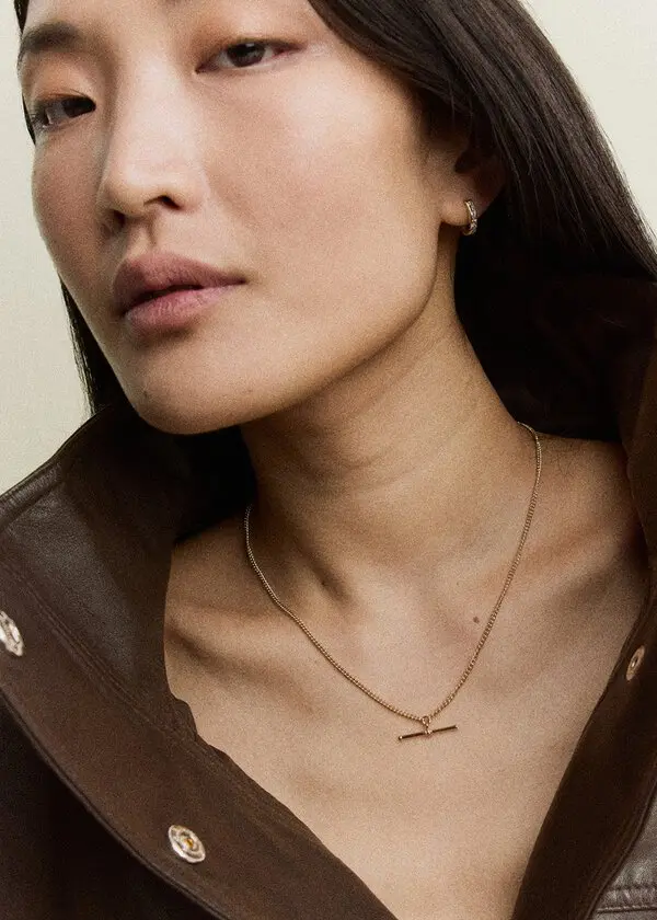 LUCY DELIUS Antique Finish Diamond T-bar Necklace