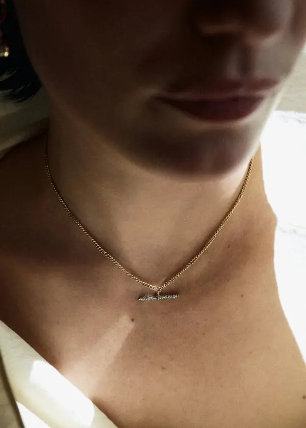 LUCY DELIUS Antique Finish Diamond T-bar Necklace