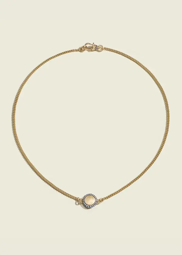 LUCY DELIUS Antique Finish Diamond Baby Pocket Watch Necklace - Yellow