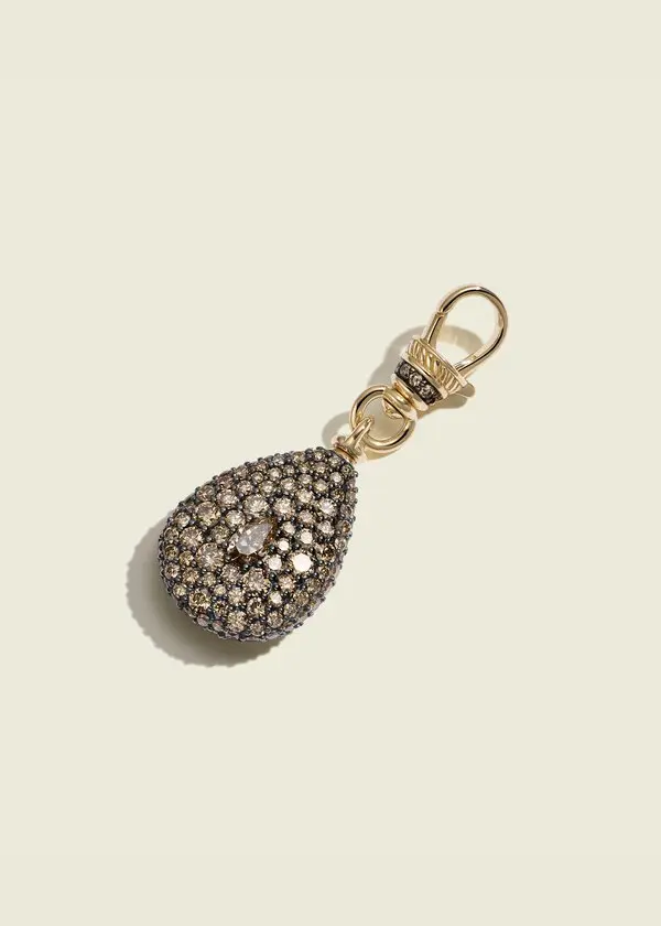 LUCY DELIUS Cognac Diamond Pear Pocket Watch Pendant With Small Albert Clip - Brown