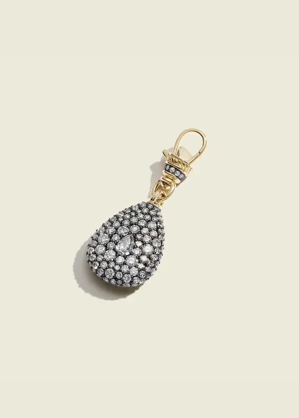 LUCY DELIUS Antique Finish Diamond Pear Pocket Watch Pendant With Small Albert Clip - Yellow
