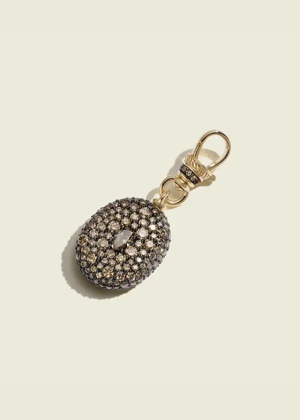 LUCY DELIUS Cognac Diamond Oval Pocket Watch Pendant With Small Albert Clip - Brown