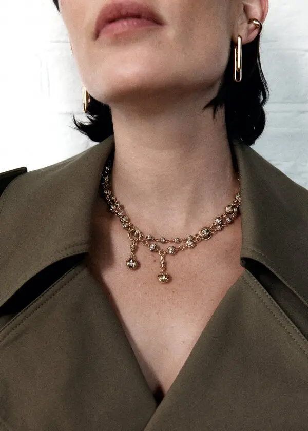 LUCY DELIUS 14kt Gold Diamond Ball Breaker Necklace