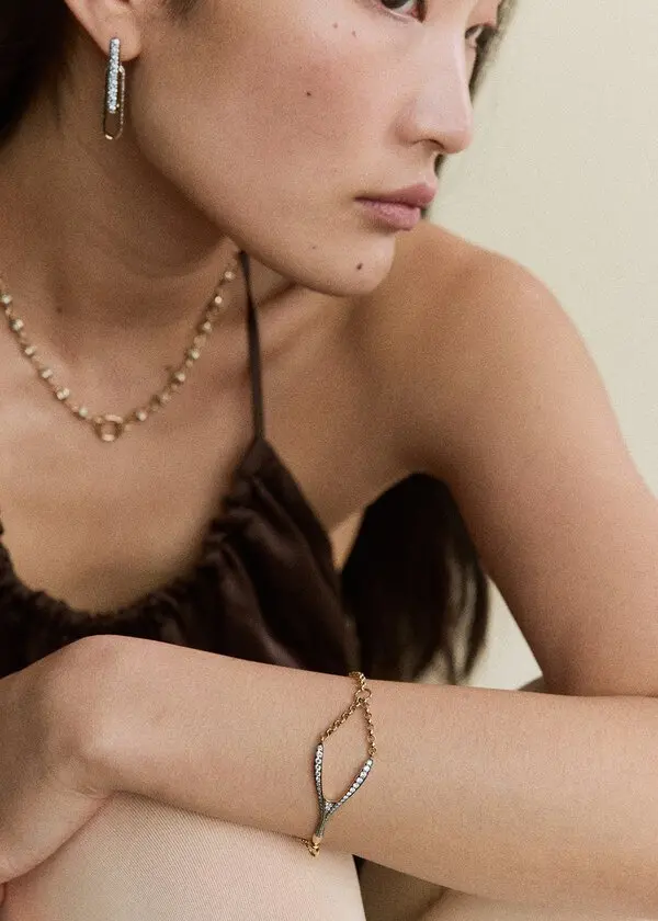 LUCY DELIUS Diamond Stirrup Earrings