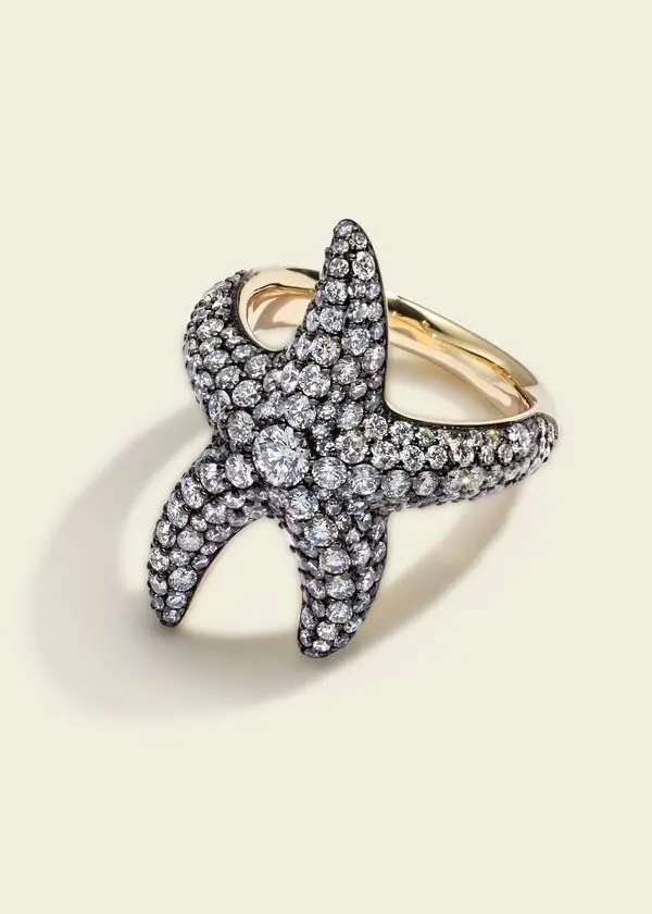 LUCY DELIUS Starfish Diamond Pavé Ring - Yellow