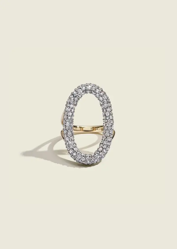 LUCY DELIUS Large Modern Finish Diamond Oval Ring