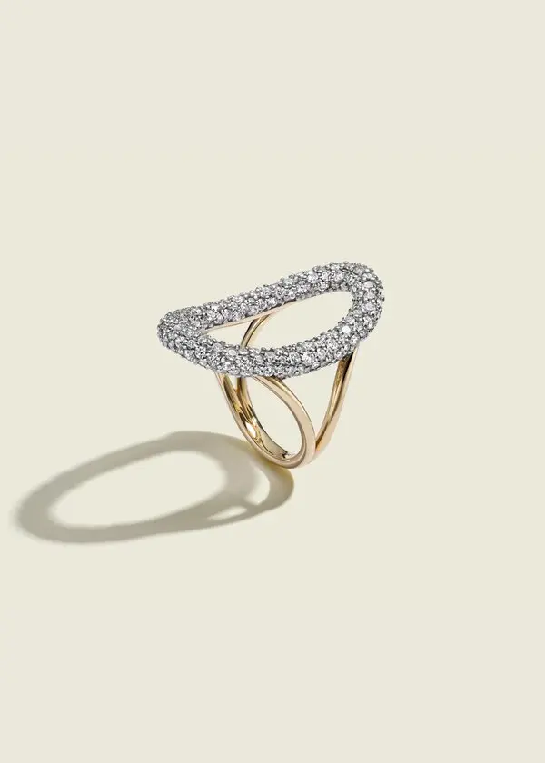 LUCY DELIUS Large Modern Finish Diamond Oval Ring