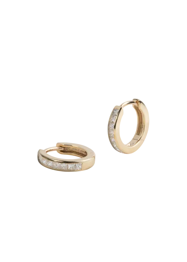 LUCY DELIUS Carré Cut Diamond Huggie Earrings - Yellow