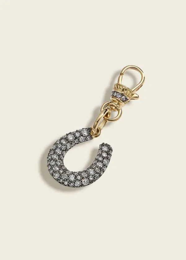 LUCY DELIUS Antique Finish Diamond Horseshoe Pendant On Clip - Brown