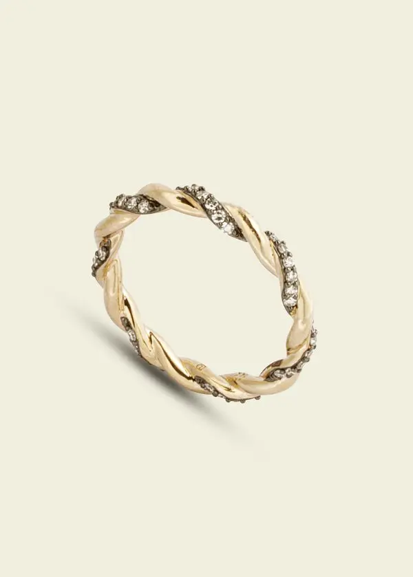 LUCY DELIUS Antique Finish Diamond Twisted Rope Ring - Yellow
