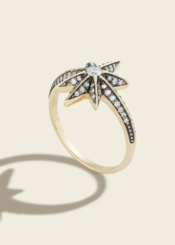 LUCY DELIUS Antique Finish Victorian Star Diamond Ring