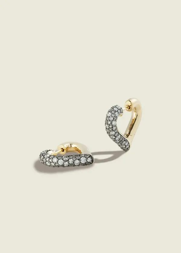 LUCY DELIUS Antique Finish Baby Chubby Love Diamond Hoops - Yellow
