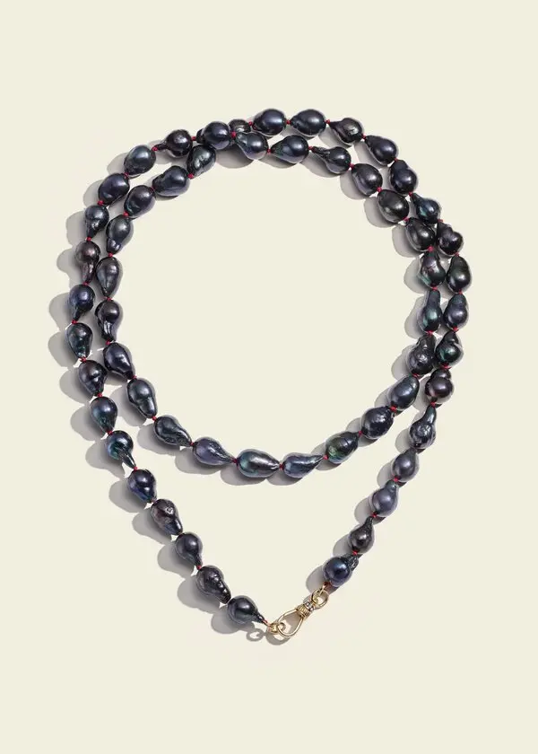 LUCY DELIUS Nyx Long Baroque Pearl Necklace - Grey