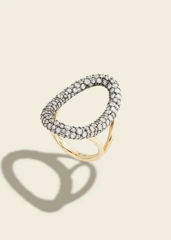 LUCY DELIUS Large Antique Finish Diamond Oval Ring