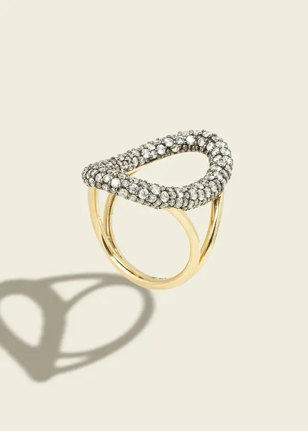 LUCY DELIUS Large Antique Finish Diamond Oval Ring