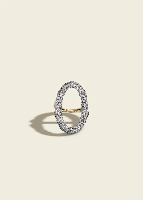 LUCY DELIUS Large Antique Finish Diamond Oval Ring