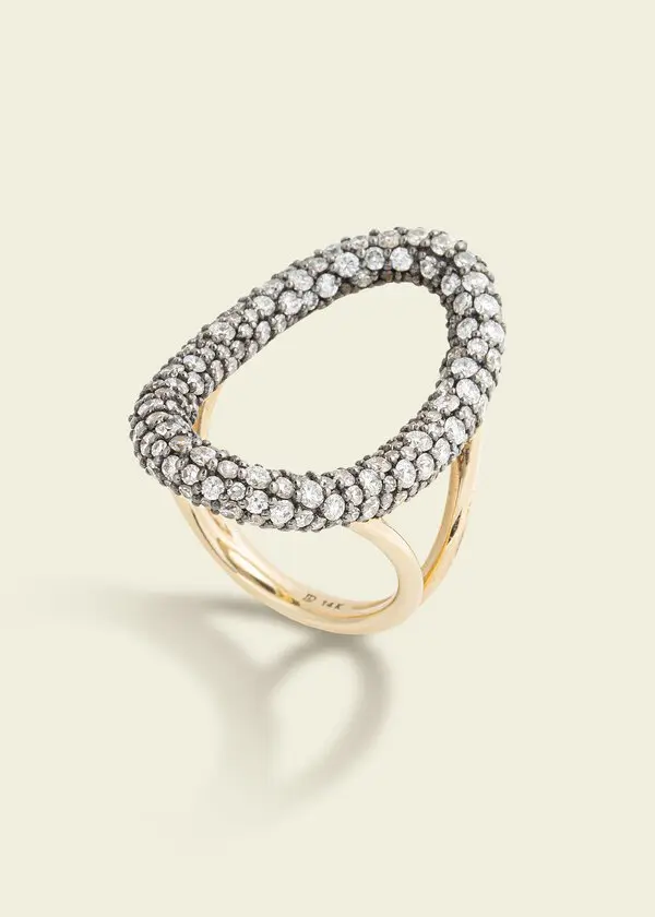 LUCY DELIUS Antique Finish Diamond Oval Ring - Brown