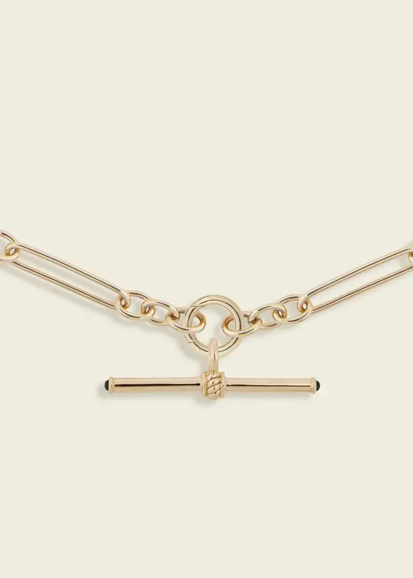 LUCY DELIUS Gold T-bar With Sapphire Cabochons