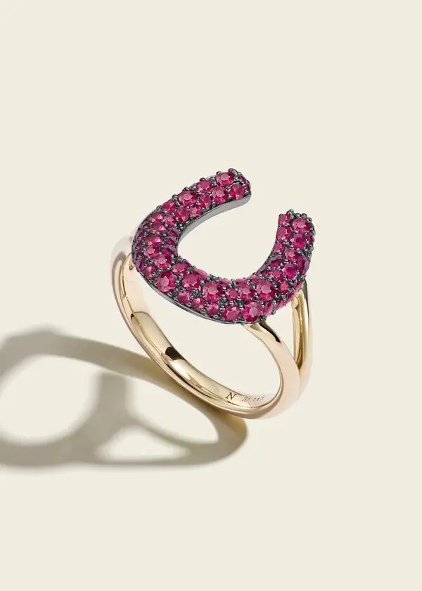 LUCY DELIUS Antique Finish Ruby Horseshoe Ring