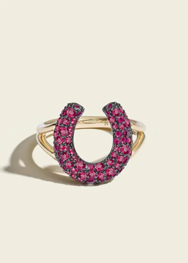 LUCY DELIUS Antique Finish Ruby Horseshoe Ring