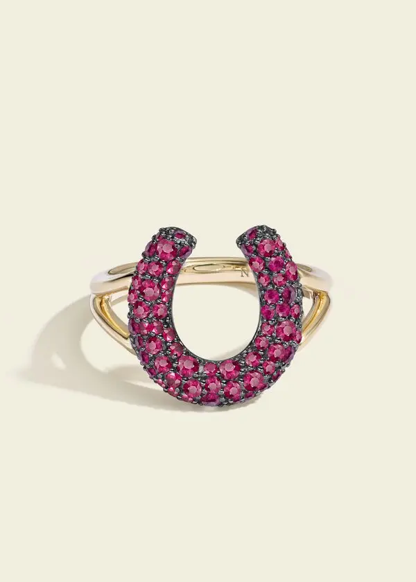 LUCY DELIUS Ruby Horseshoe Ring