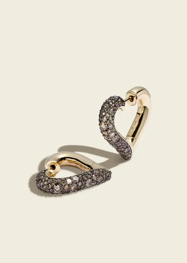 LUCY DELIUS Antique Finish Chubby Love Cognac Diamond Earrings - Brown