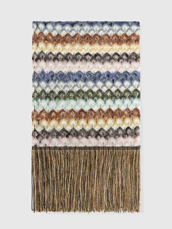 Missoni Viscose Lamé Stole With Fringes And Lace Motif - Multicoloured