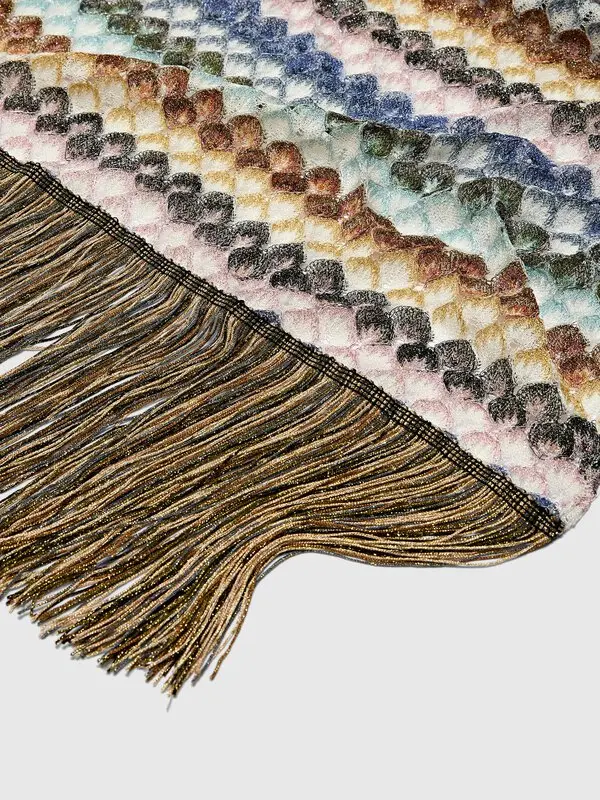 Missoni Viscose Lamé Stole With Fringes And Lace Motif