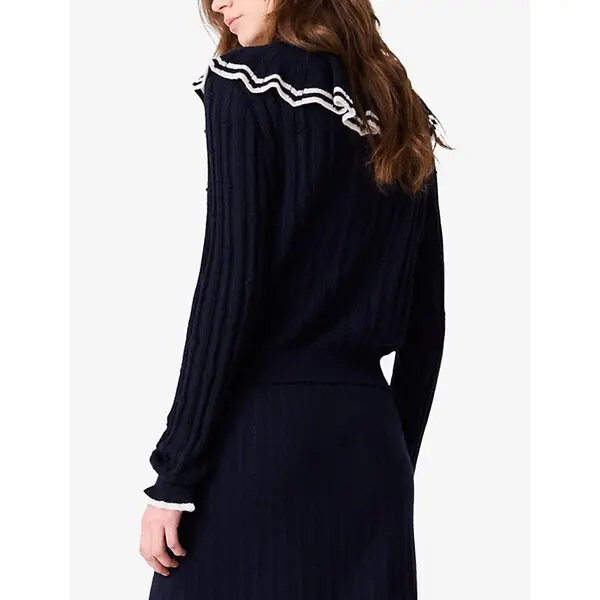 Maje Layered-cape Contrast-trim Knitted Cardigan