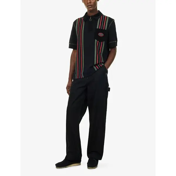 NICHOLAS DALEY Contrast-stripe Corduroy-trim Cotton Polo Shirt