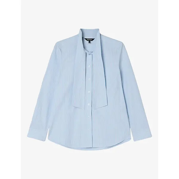 Whistles Striped Scarf-detail Cotton Shirt