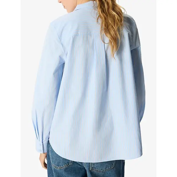 Whistles Striped Scarf-detail Cotton Shirt