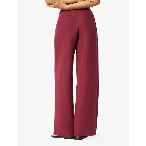 Whistles Straight Regular-fit Cotton And Linen-blend Trousers