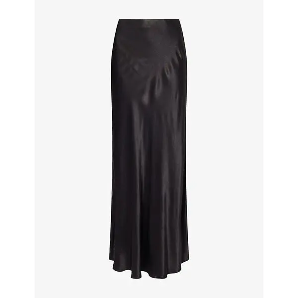 Rails Romina Bias-cut Satin Maxi Skirt - Black