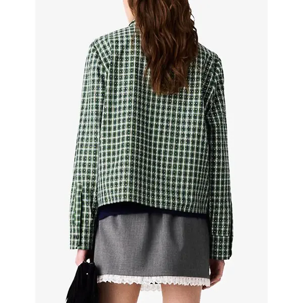 Maje Rhinestone Tie-neck Cotton Shirt