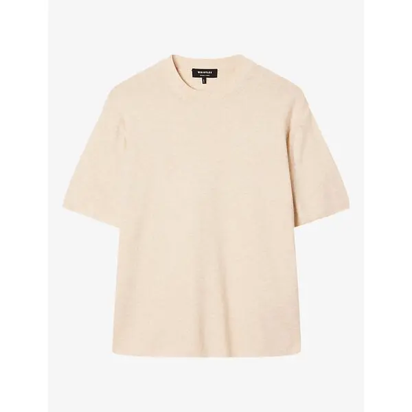 Whistles Short-sleeved Knitted Cotton-blend T-shirt