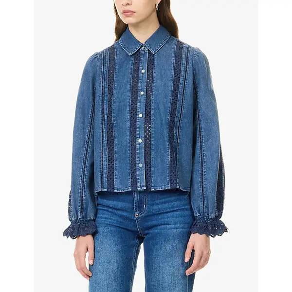 Rails Rowen Embroidered-trim Denim Shirt