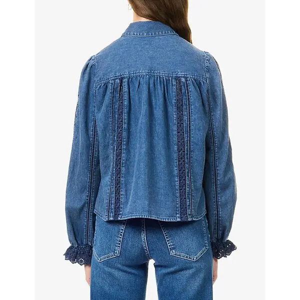 Rails Rowen Embroidered-trim Denim Shirt