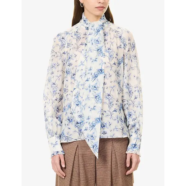 ME+EM Floral-print Cotton-blend Blouse