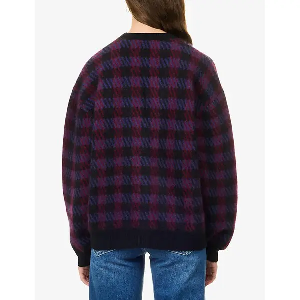 FRAME Houndstooth-check Wool-blend Cardigan